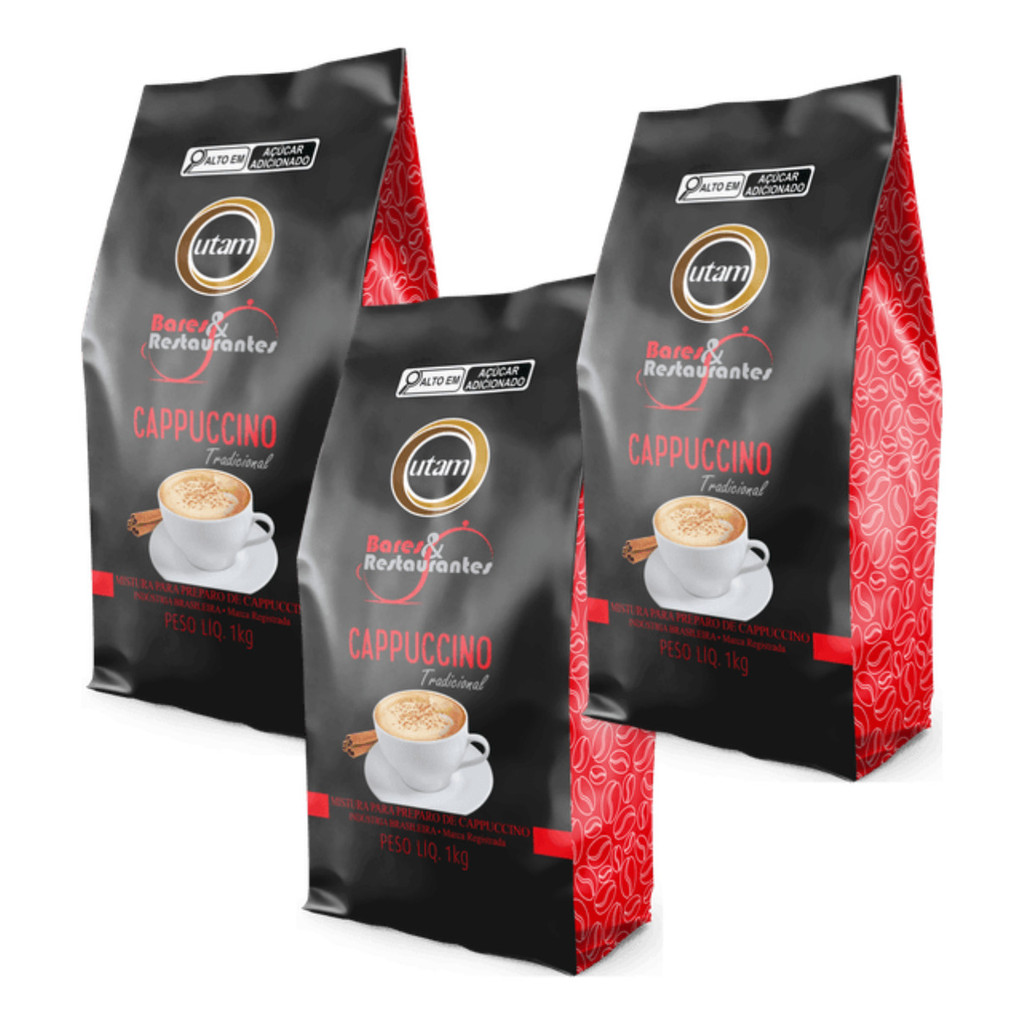 Cappuccino Utam Tradicional Em Pó Capuccino Bag 3x1kg | Shopee Brasil