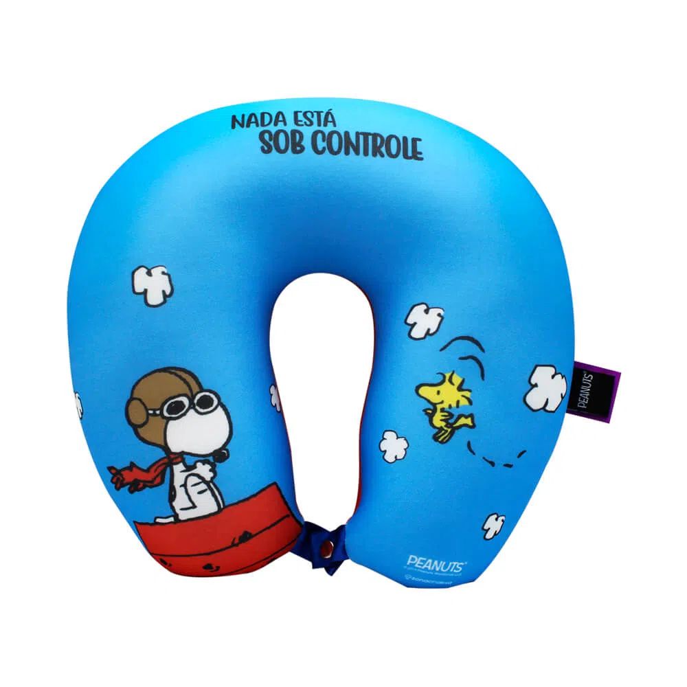 Almofada De Pescoço Snoopy Azul E Vermelha Oficial Peanuts | Shopee Brasil
