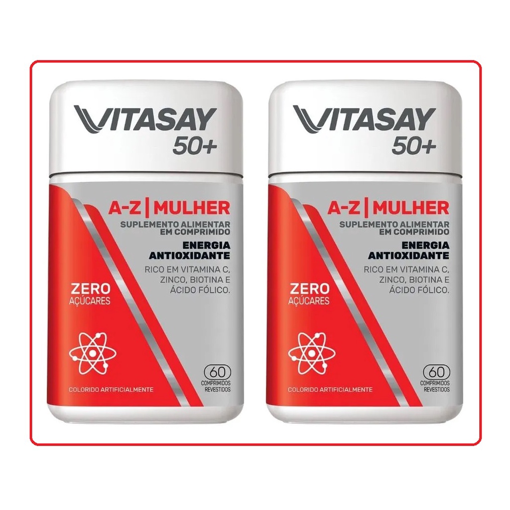 Kit 2 Suplemento Alimentar Vitasay AZ Mulher 60 Cpr - Hypera | Shopee ...