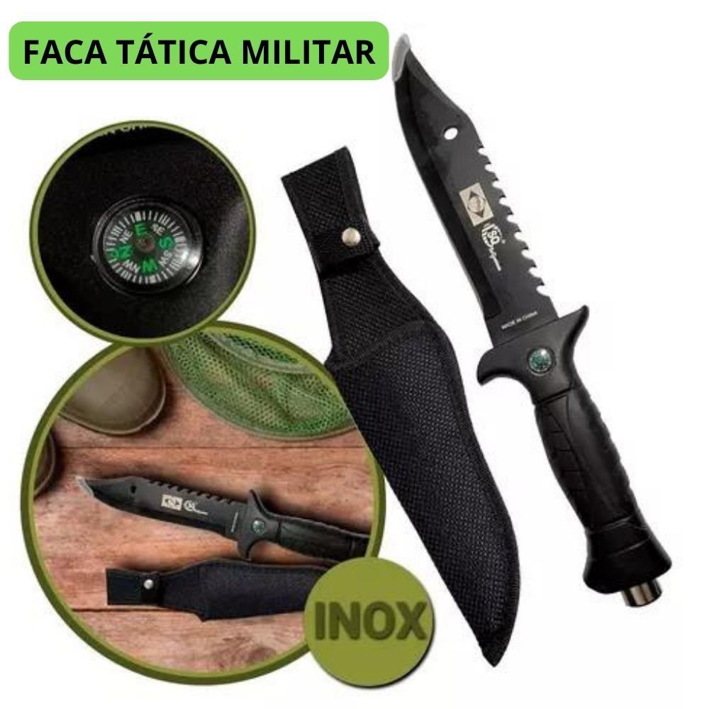 Faca Tática Militar Esportiva Com Bainha Selva Camping Pesca | Shopee ...