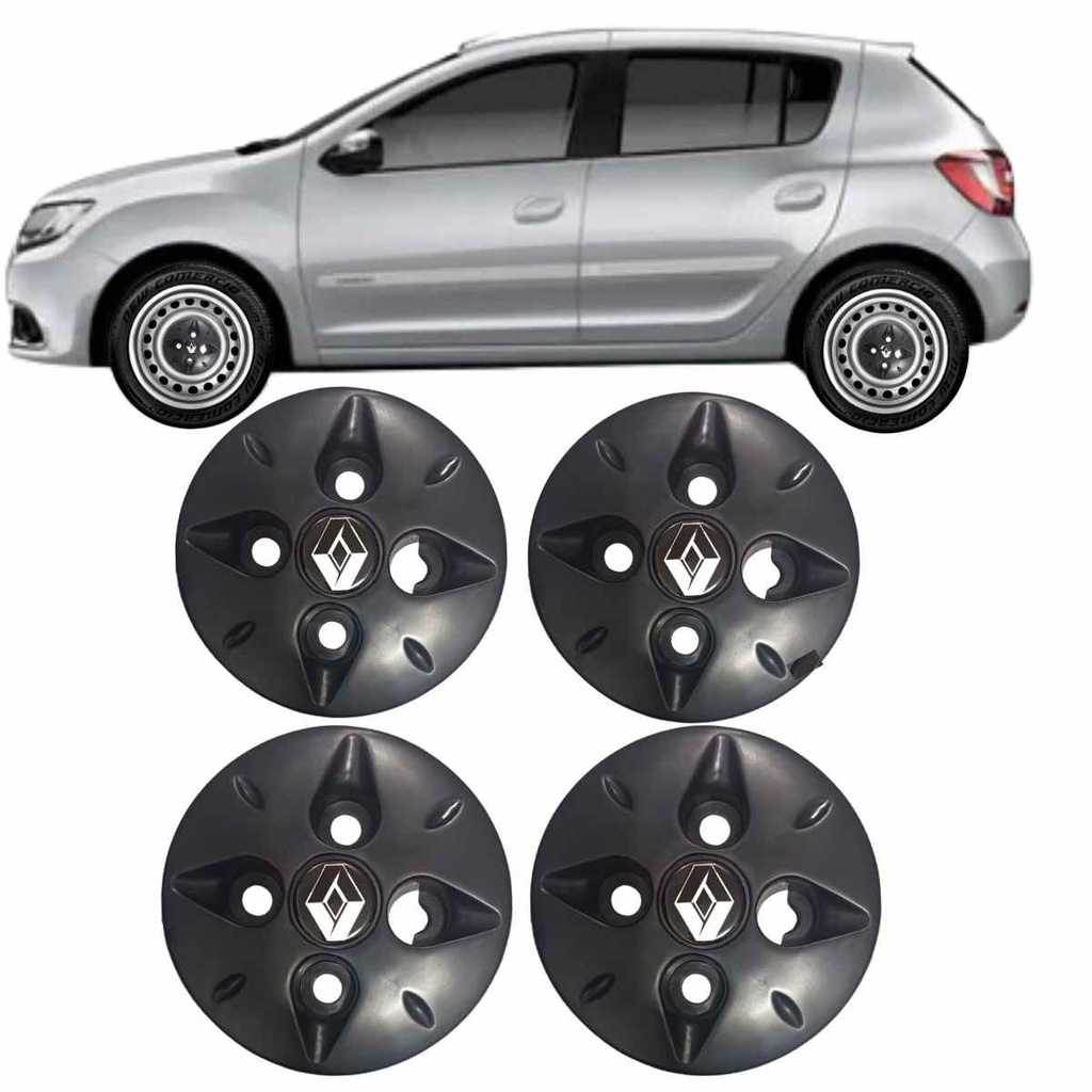 Jogo Calota centro de roda Renault Sandero e Logan aro 14” 15” | Shopee Brasil