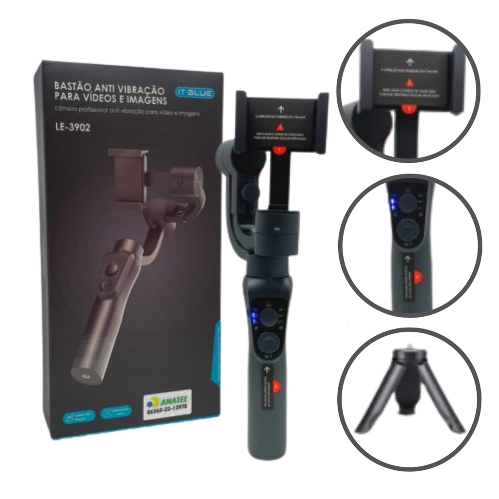 Gimbal Suporte Estabilizador Para Celular Com 3 Eixos | Shopee Brasil