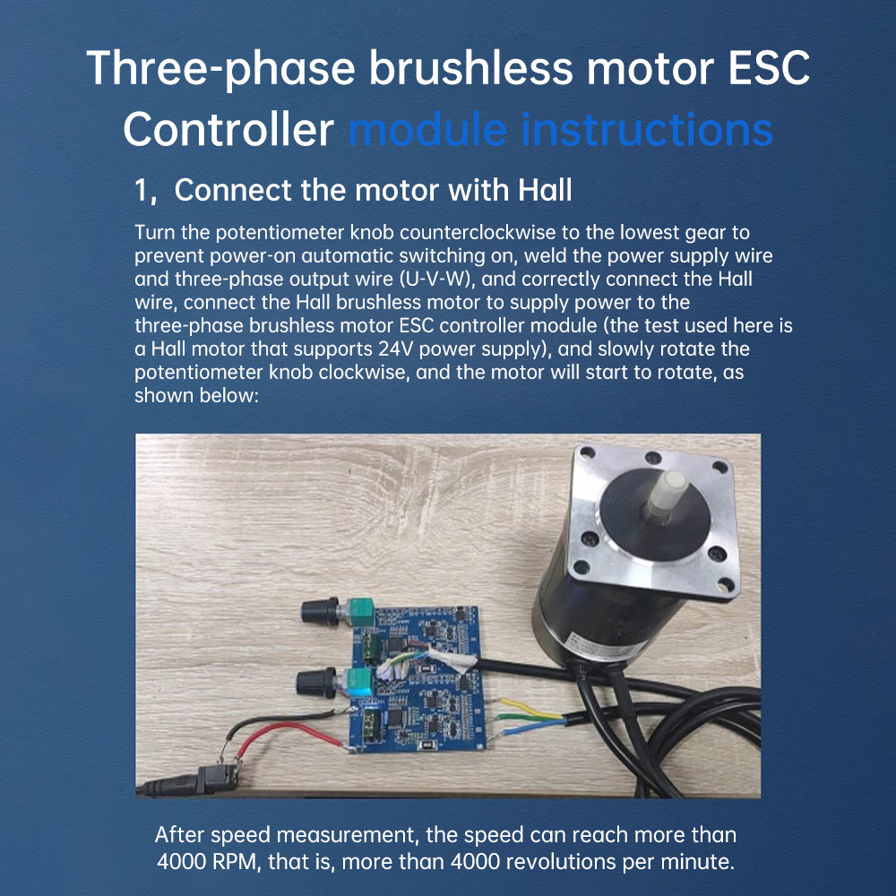 ZIQQUCU STC32G DC driver De motor Trifásico Sem Escova Com Módulo Hall ...