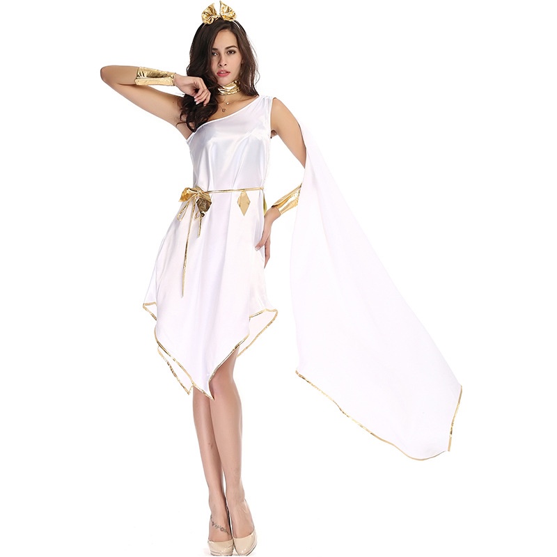 Deusa Grega Fantasia Feminina Adulto Grécia Bege Princesa Romana Cosplay Vestido De Grega ...