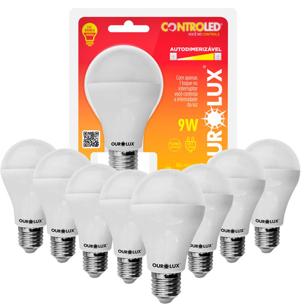 Kit 8 Lampadas Led Autodimerizavel 9W Bivolt E27 2700K | Shopee Brasil