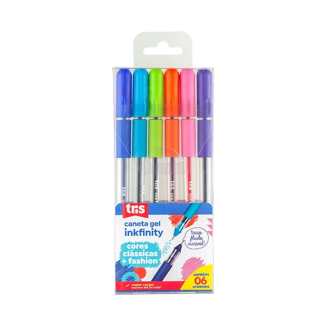 Caneta Gel Inkfinity Cores Clássicas/Fashion 6 unidades Tris | Shopee ...