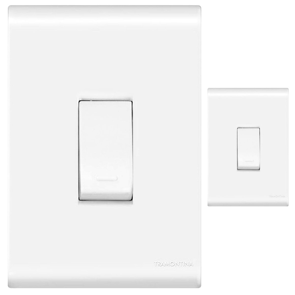 Kit 2 Interruptor Simples Tramontina Linha Liz de Luz 1 Tecla com Placa ...