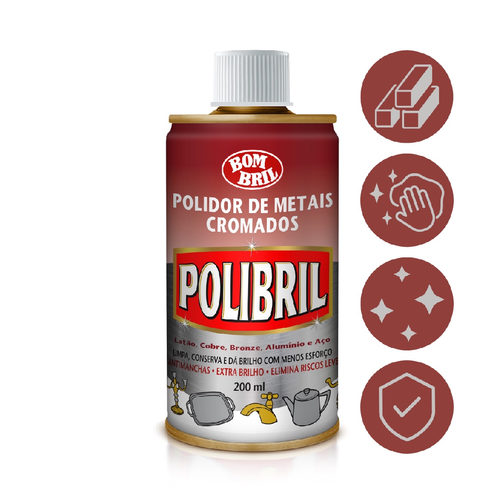 Polidor Metais Cromados Latao Cobre Polibril Bombril 200Ml | Shopee Brasil