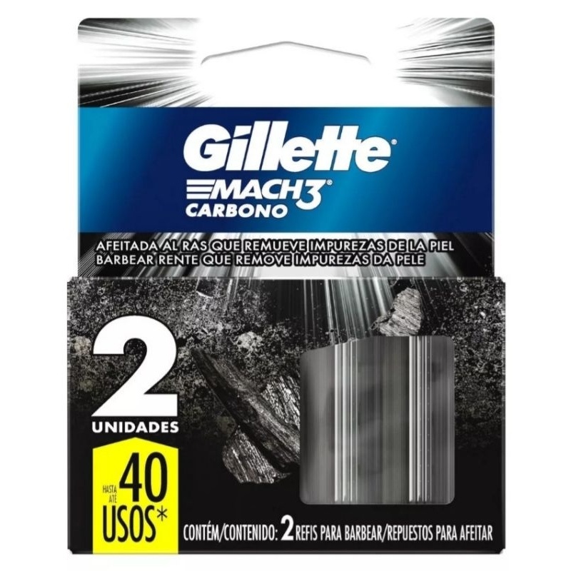 Carga Gillette Mach 3 Carbono com 2 Unidades | Shopee Brasil