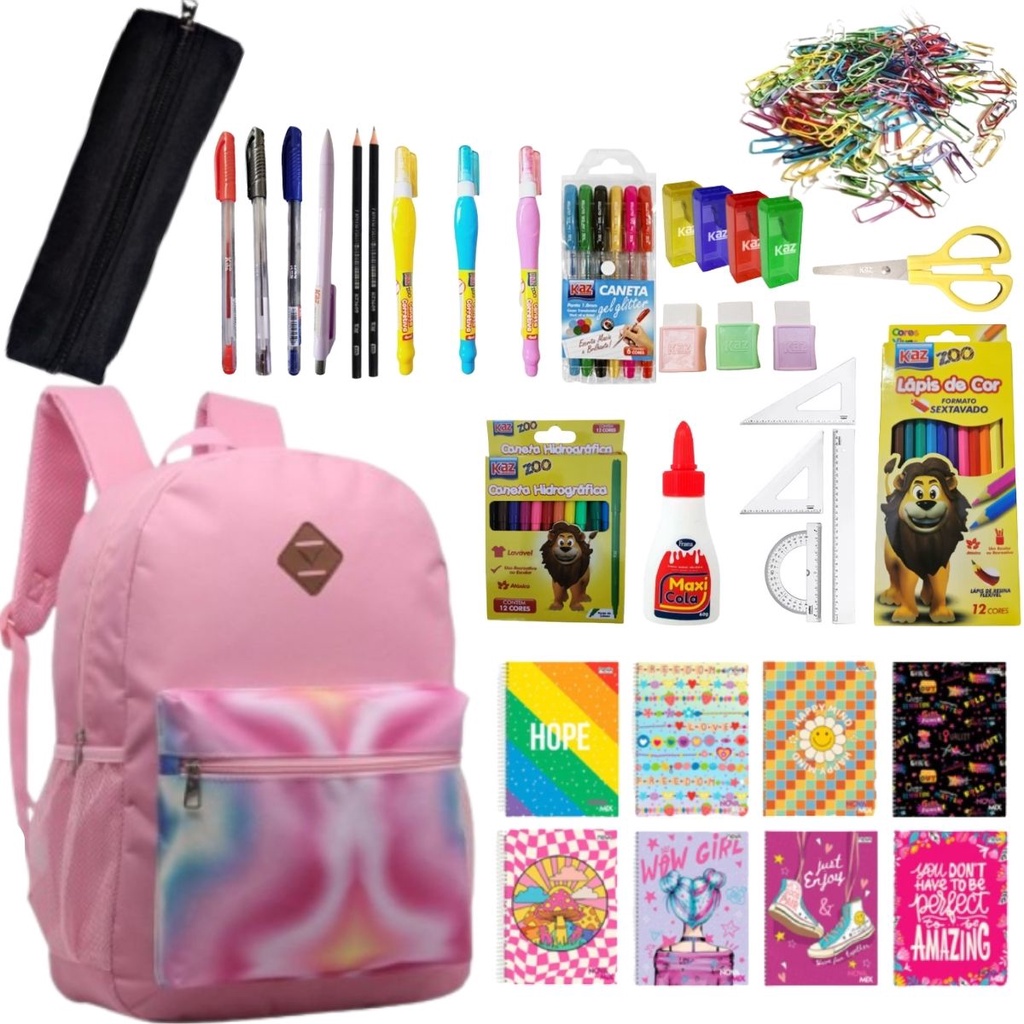 Kit Material Escolar com 59 Itens Ensino Fundamental Colegial ...