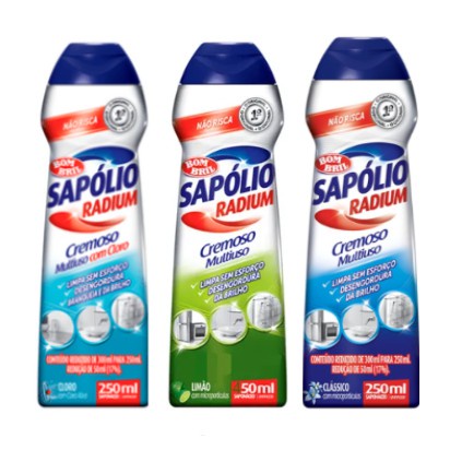 Sapólio Radium Cremoso Bombril (Com Cloro, Limão ou Clássico) 250ml ...