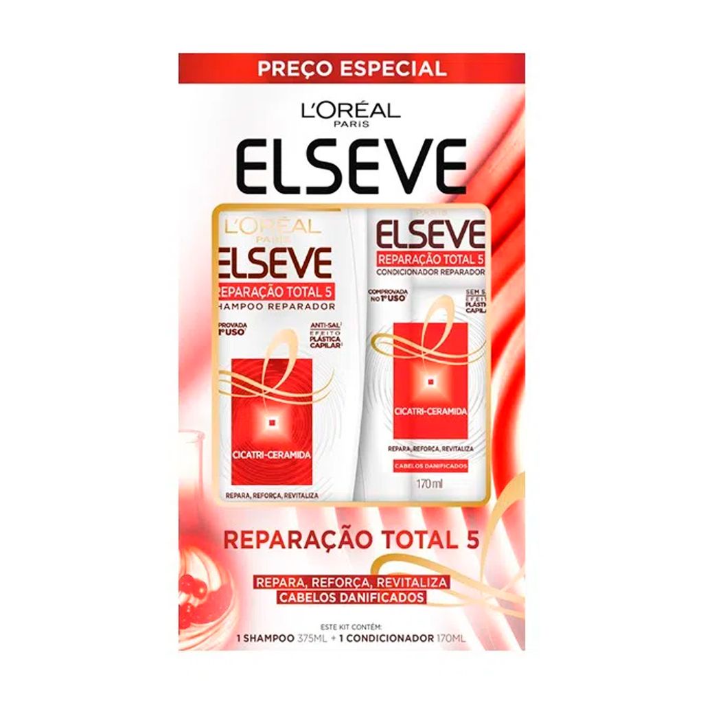 Elseve Reparação Total 5 Shampoo 375ml e Condicionador 170ml Preço ...