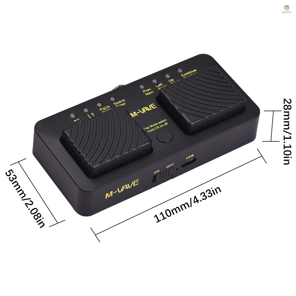{ musi } M-VAVE CUBE Turner PRO Recarregável Sem Fio Página De Pedal De ...
