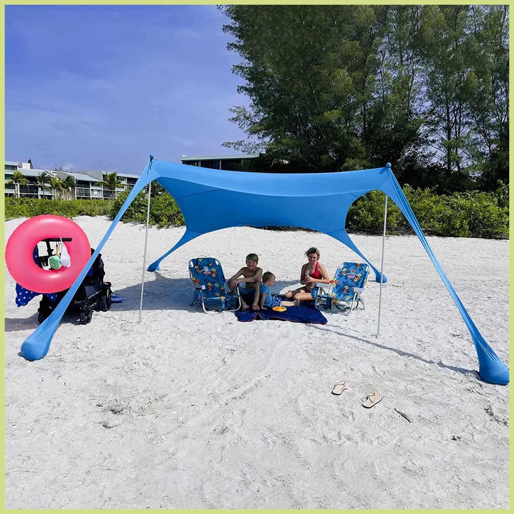 Tenda De Praia Abrigo Solar UPF50 Portátil À Prova De Vento Sombra Com ...
