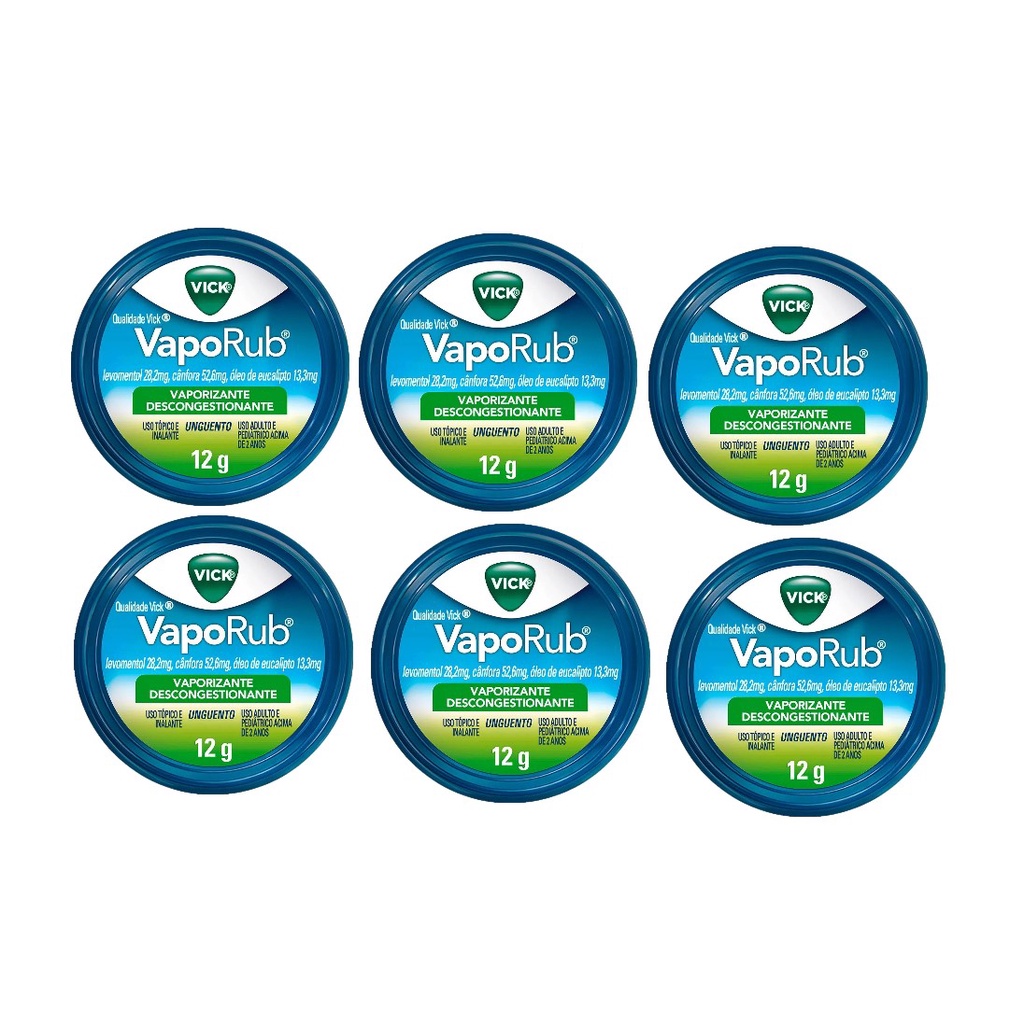 Kit 6x Vick VapoRub Descongestionante Pomada Com 12g - P&G | Shopee Brasil