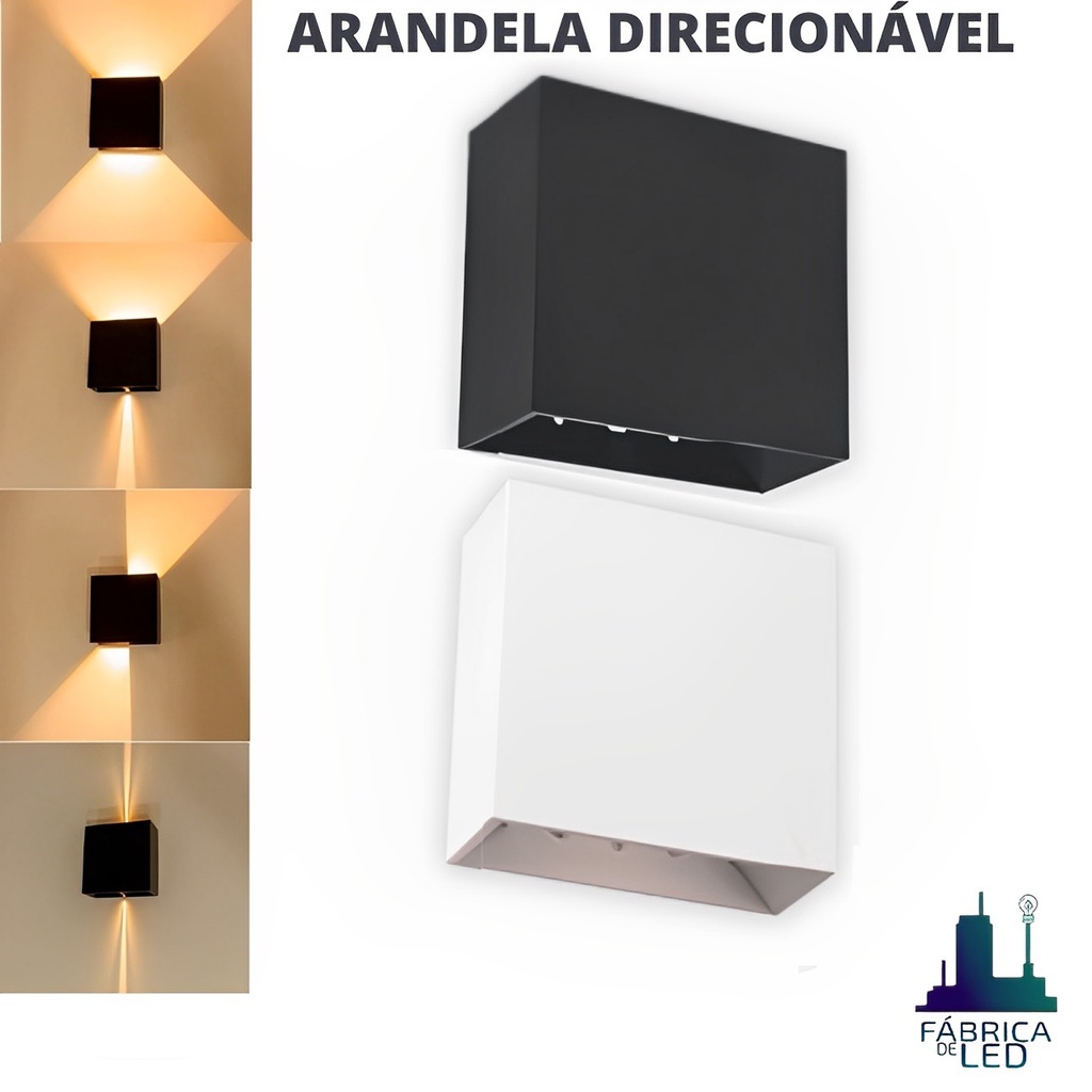 Arandela Led Box Blindada Efeito 2 Fachos Duplo Led 4w Branco Quente 3000k Preto/Branco LED ...