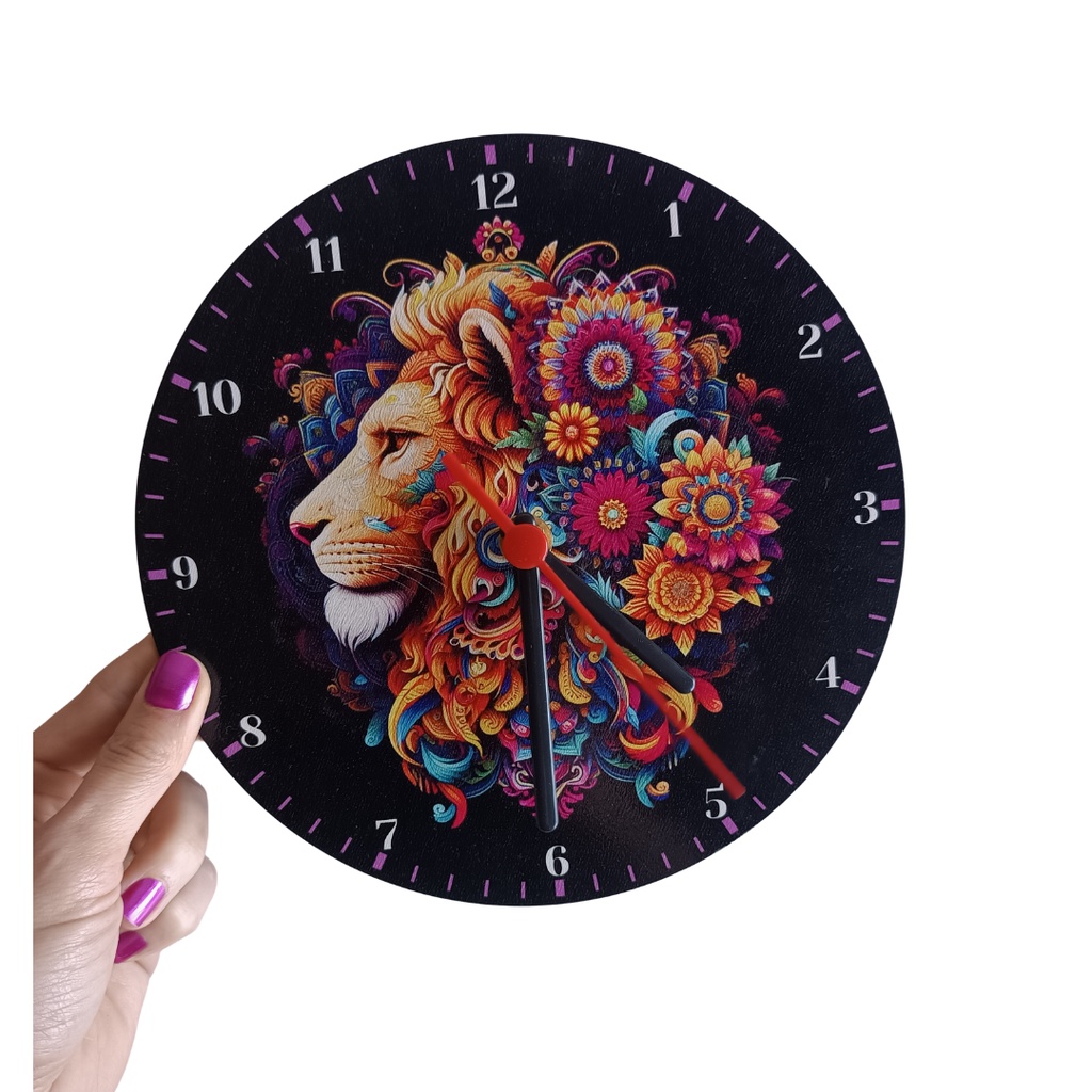 Relógio Redondo mdf 20x20 sublimação 3mm resinado com máquina e pilha ...