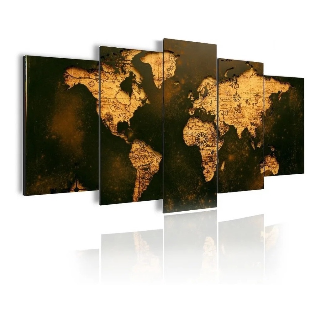 Quadro 5 Peças Mapa Mundi Lindo | Shopee Brasil