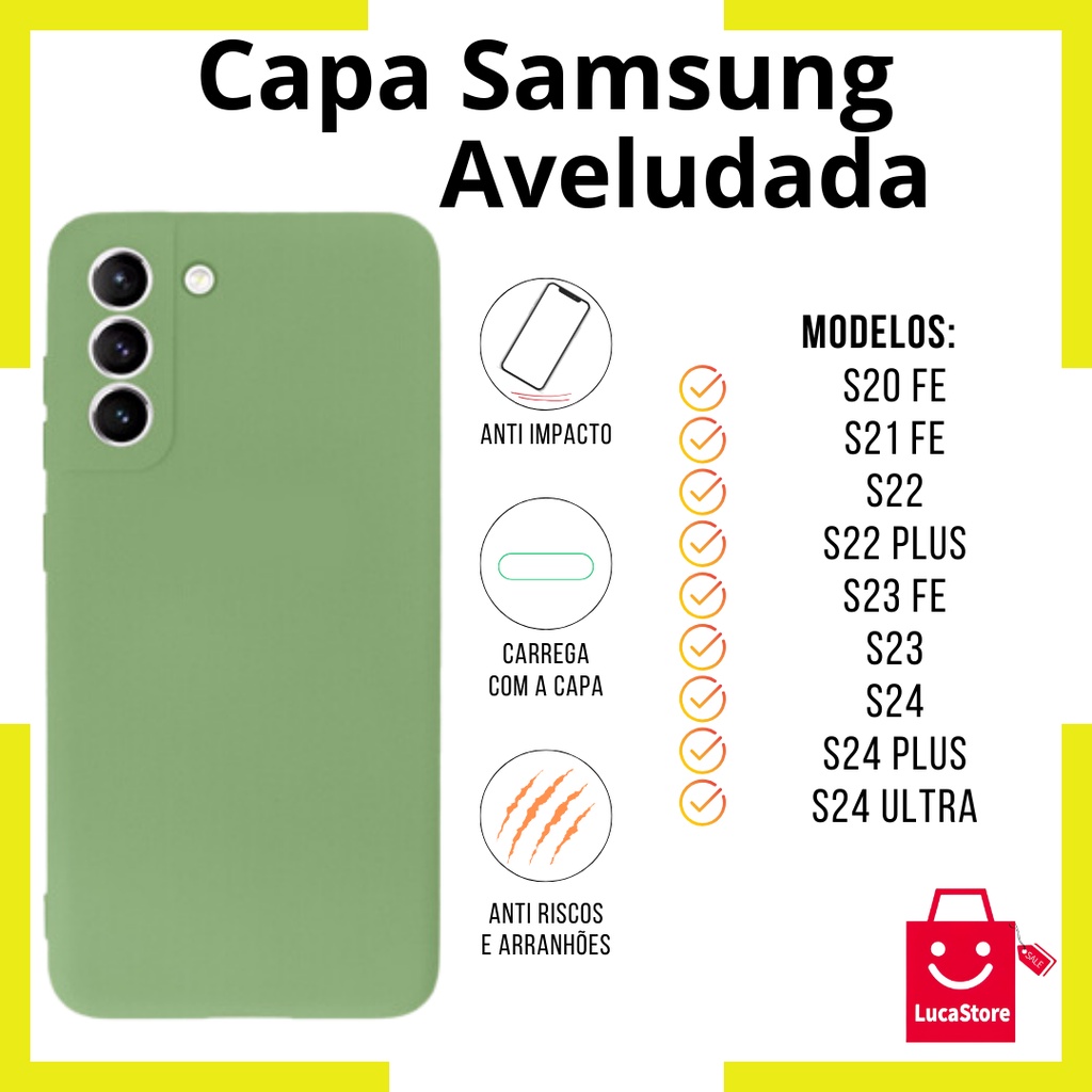 Capa Capinha Silicone Aveludada TPU Para Samsung Galaxy S20 FE/S21 FE/S22/S22 Plus/S23 FE/S23 ...
