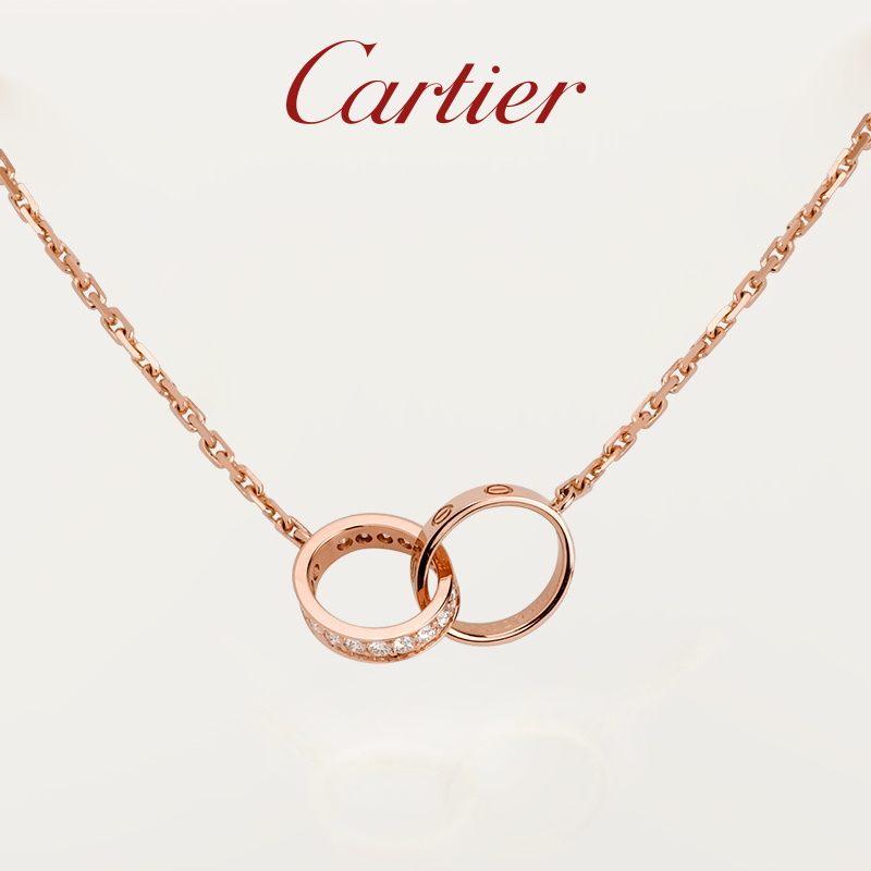 Colar Cartier Cartier LOVE Series Rose Gold Ouro Branco Diamante Duplo ...