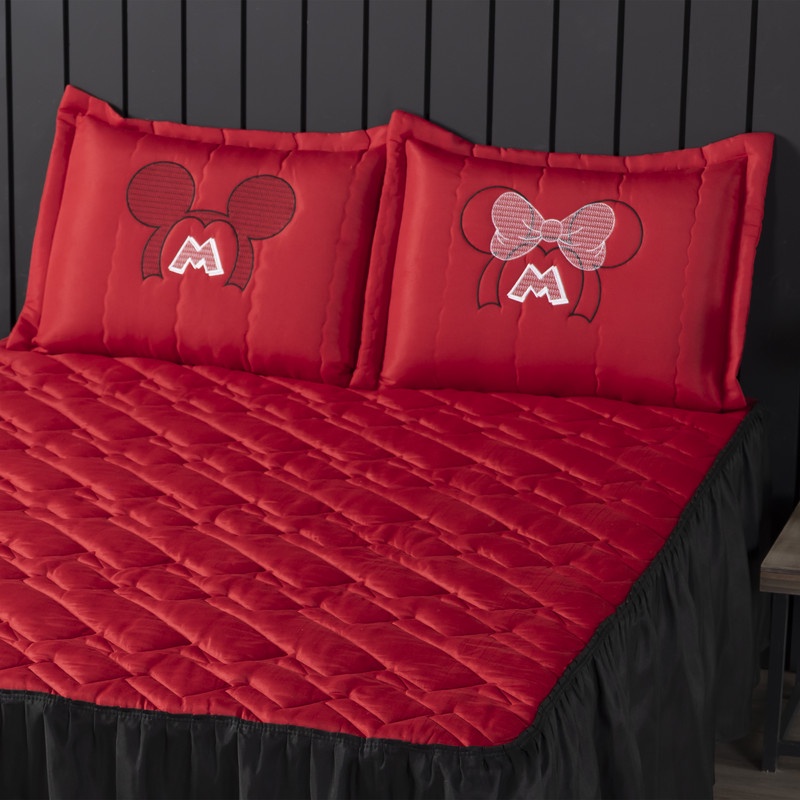 Forro de cama Mickey Minnie Casal 3 Peça Bordado toque macio | Shopee ...
