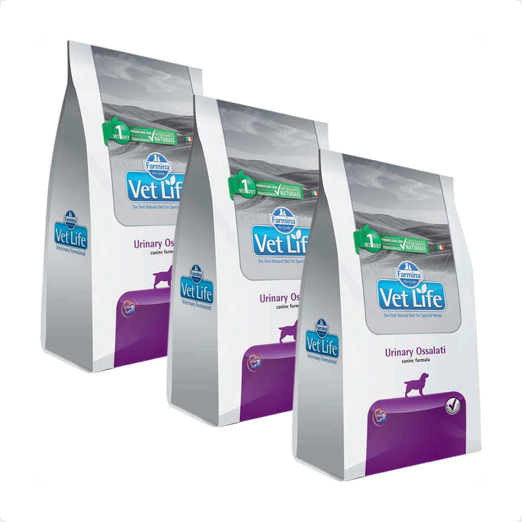 Combo 3 Ração Vet Life Cães Adultos Urinary Ossalati - 2Kg | Shopee Brasil
