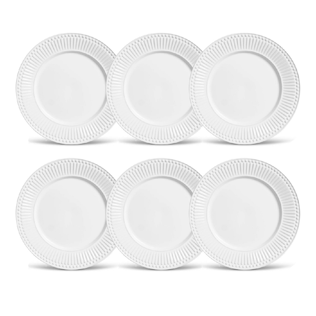 Jogo 6 Pratos Rasos Porto Brasil Roma 26 cm Branco | Shopee Brasil