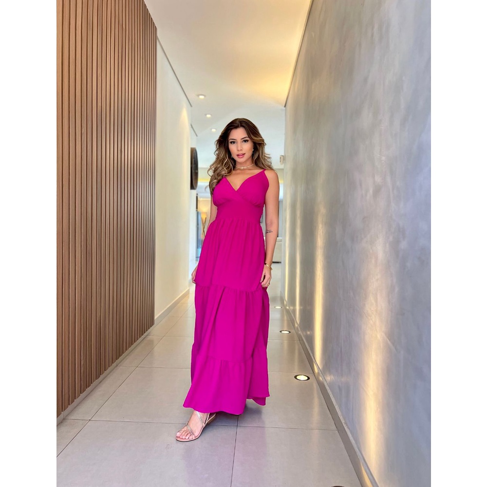 Vestido Sarah Longo Fucsia | Shopee Brasil