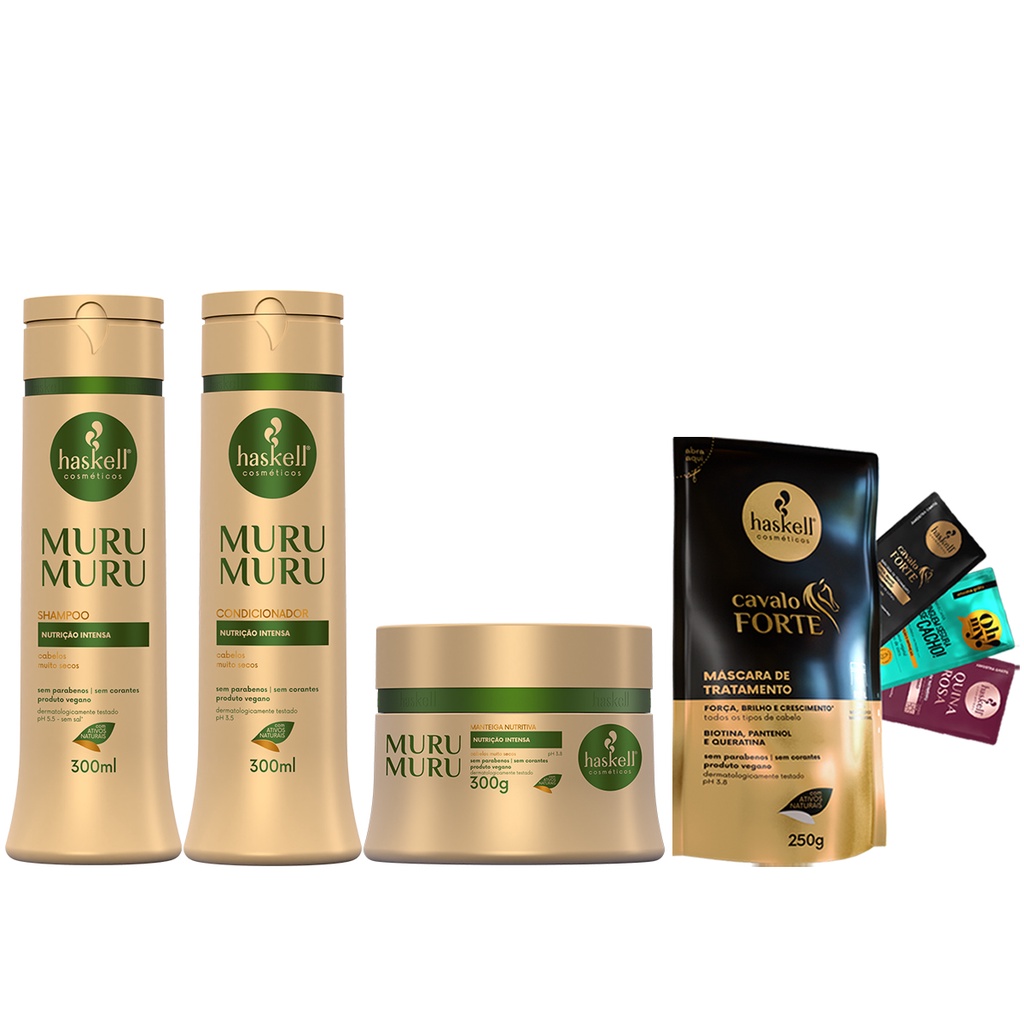Kit Shampoo Condicionador 300ml Másc 300gr Haskell Murumuru | Shopee Brasil