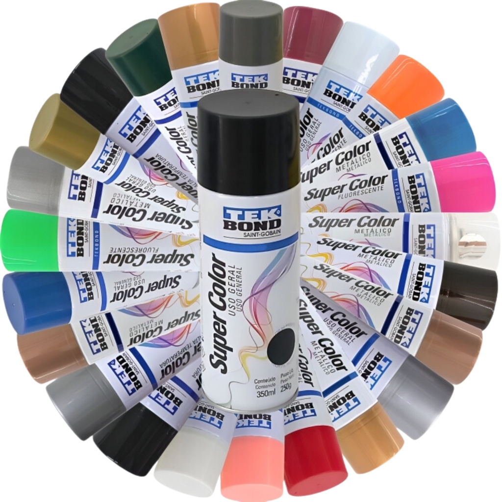 Tinta Spray Uso Geral Super Color 350Ml Tek Bond - Cores - Escorrega o ...