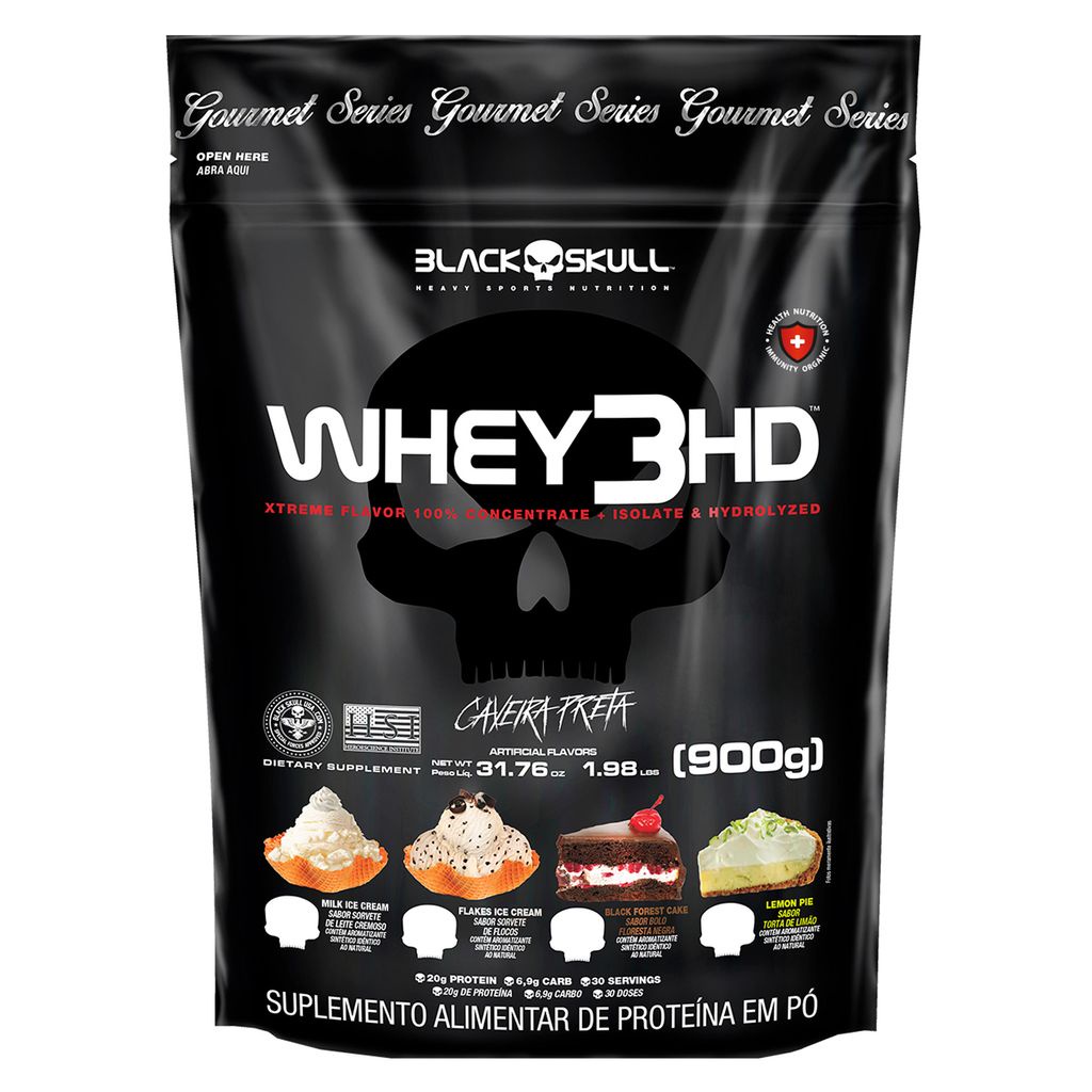 Whey 3hd Gourmet Black Skull Refil - 900g (wpc, Wpi E Wph) | Shopee Brasil