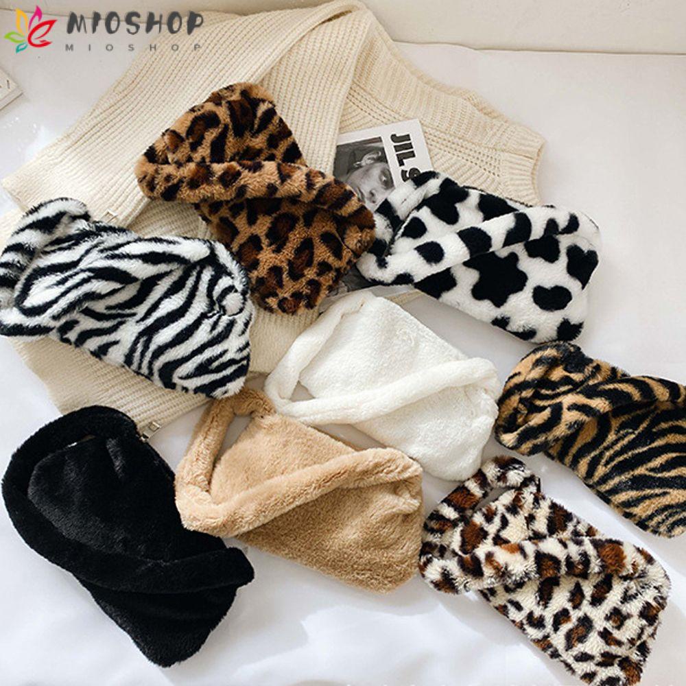 MIOSHOP Mala De Mão De Pelúcia Para As Axilas Moda Bolsa De Pele Leopardo Impressão | Shopee Brasil