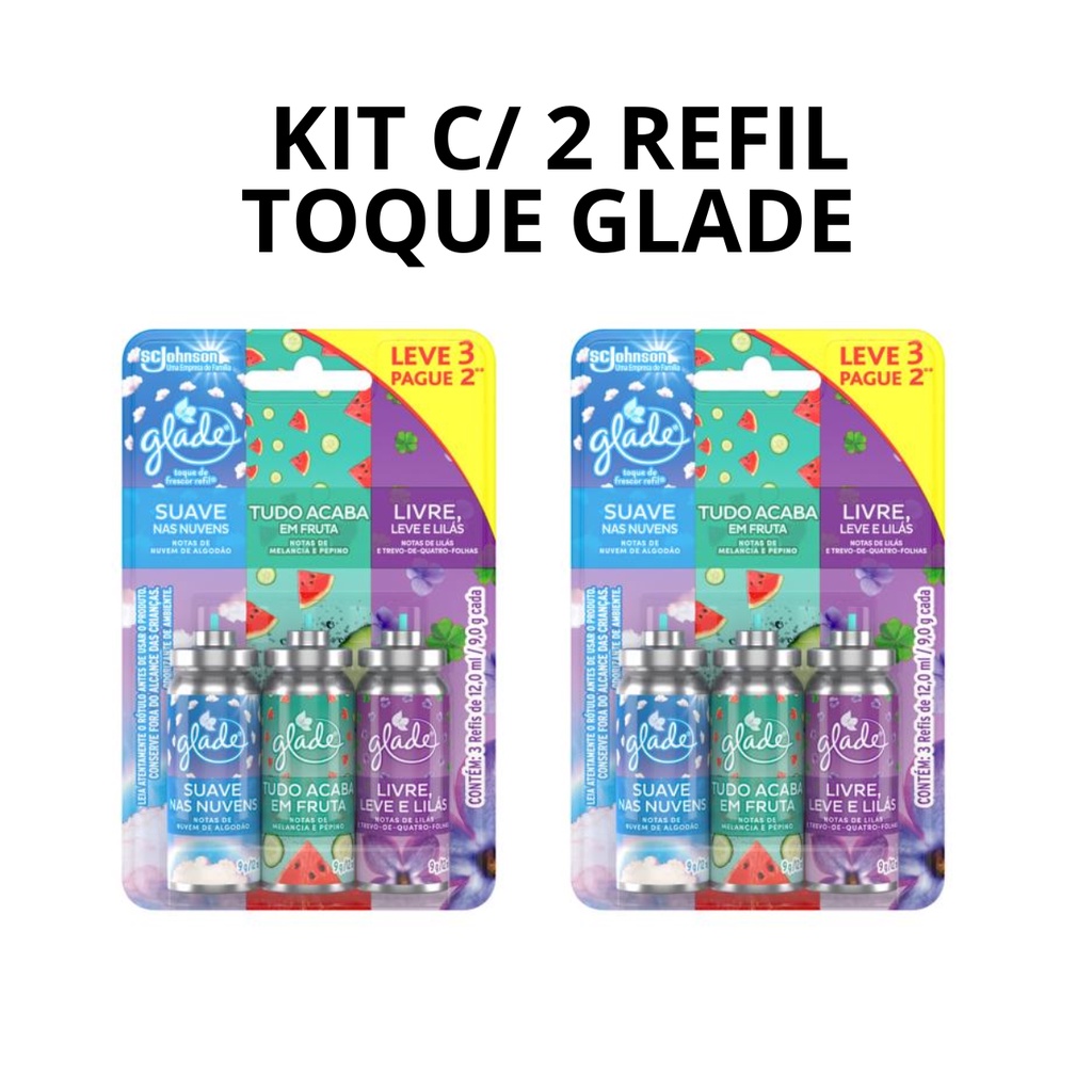 Kit com 2 Refil Click Spray Glade 3 Fragrâncias - Suave nas nuvens ...