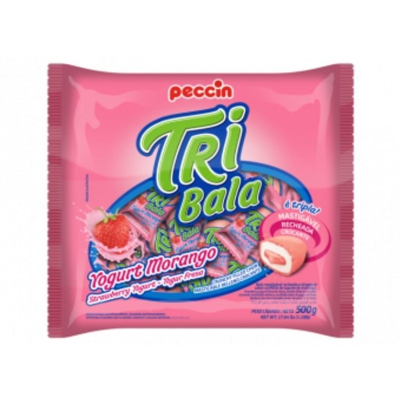 Bala Tri Bala Iogurte Morango 500g | Shopee Brasil