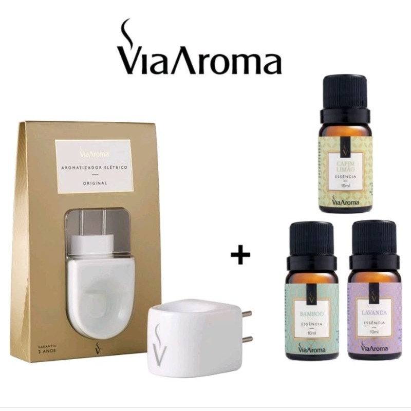 Kit Difusor Aromatizador De Ambiente Elétrico em Porcelana Original Bivolt - Essencia Via Aroma ...