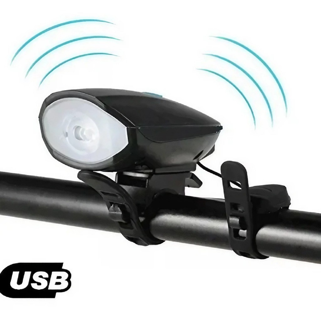 Lanterna Farol Led Para Bike Buzina Recarregável Usb 250 Lumens Resistente Agua | Shopee Brasil