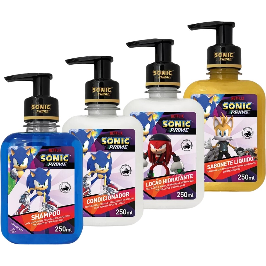 kit Shampoo Condicionador Sabonete+Hidratante Netflix Sonic | Shopee Brasil