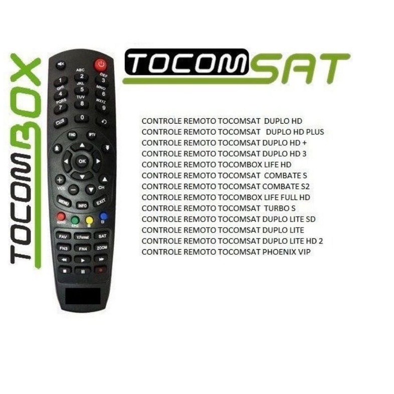Controle Remoto Receptor Tocomsat Life, Lite HD, Duplo Lite HD, Duplo ...