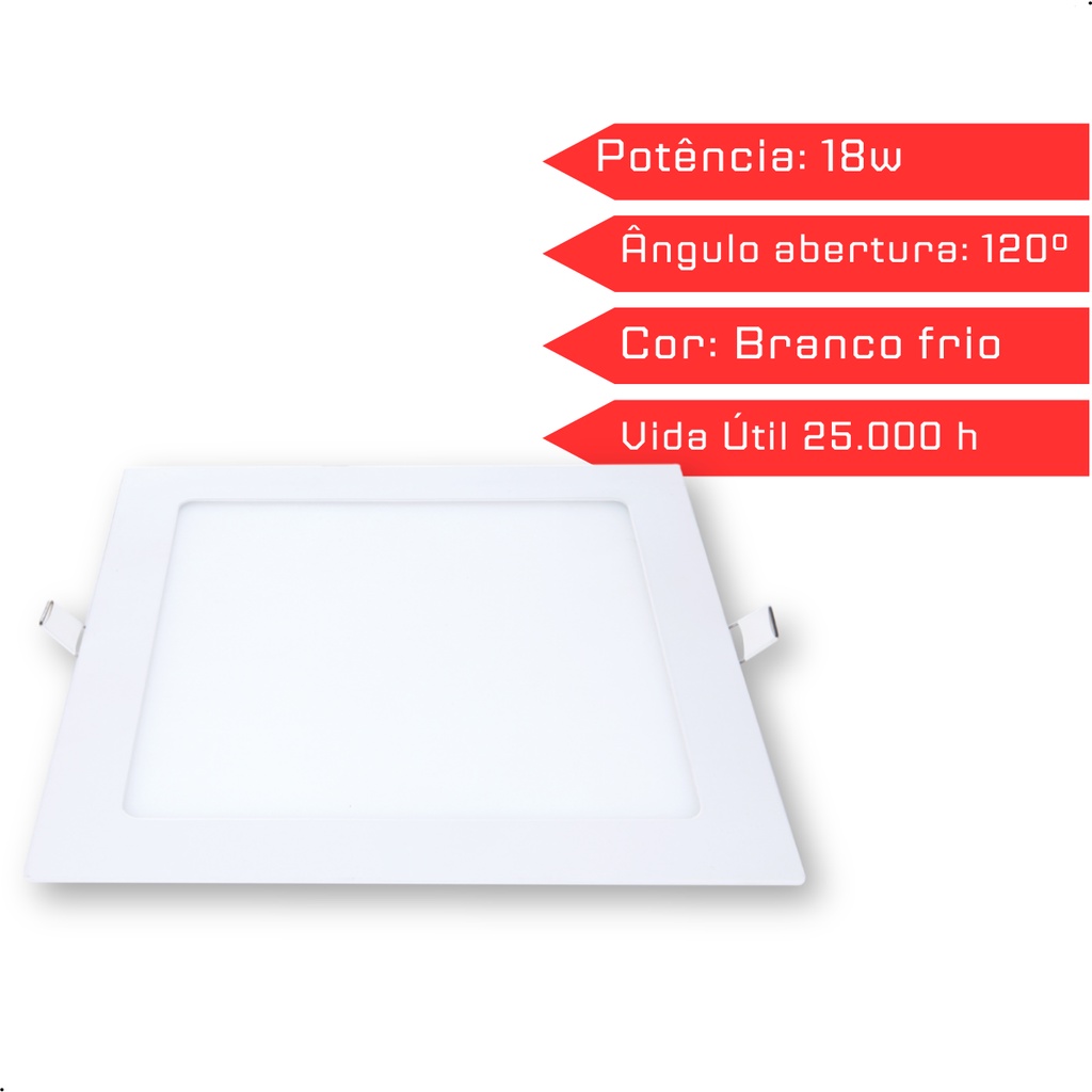 Kit 3 Painel Plafon Led 18w Quadrad Embutir 6500k Branc Frio | Shopee ...
