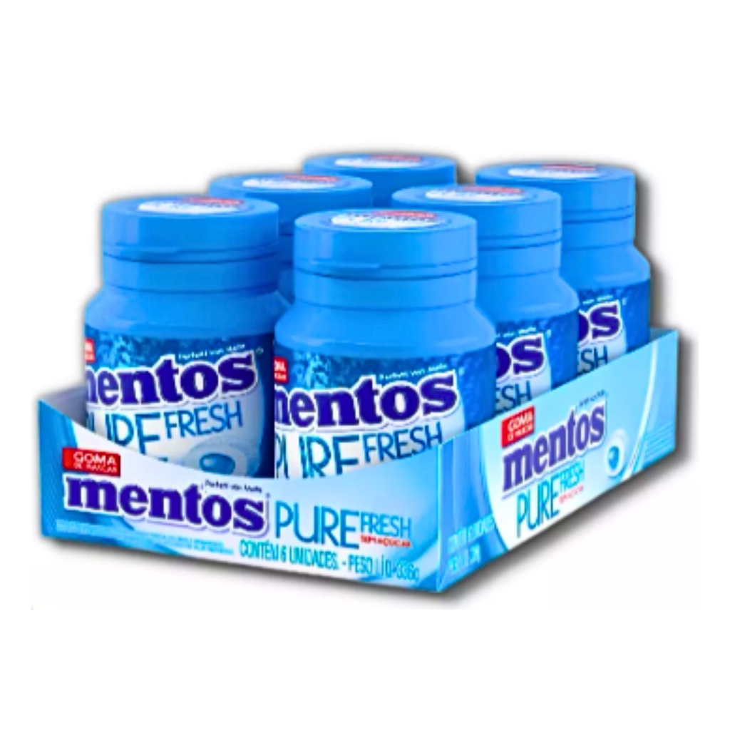 Kit Mentos Garrafa Pure Fresh Mint PERFETTI 6un De 56g Cada | Shopee Brasil