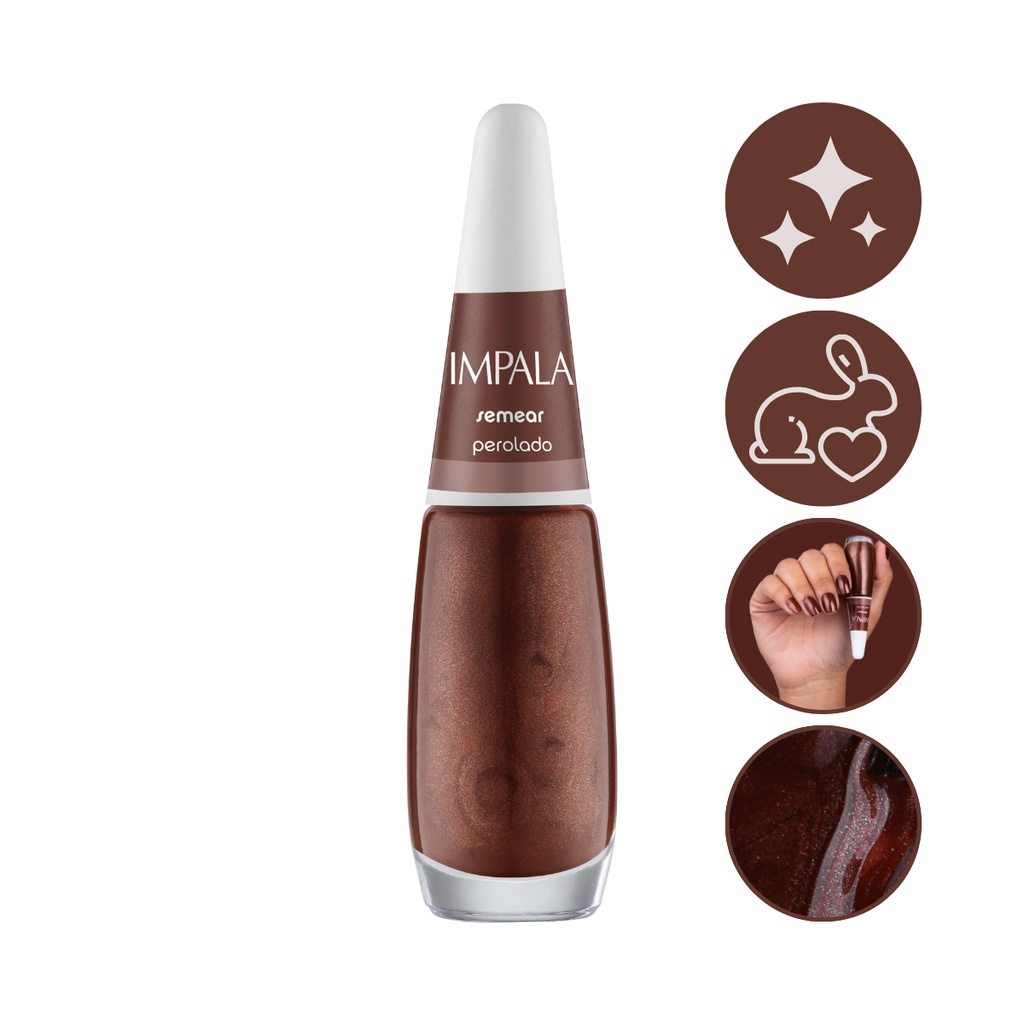Esmalte Impala A Cor Da Moda Marrom Escuro Perolado Semear | Shopee Brasil