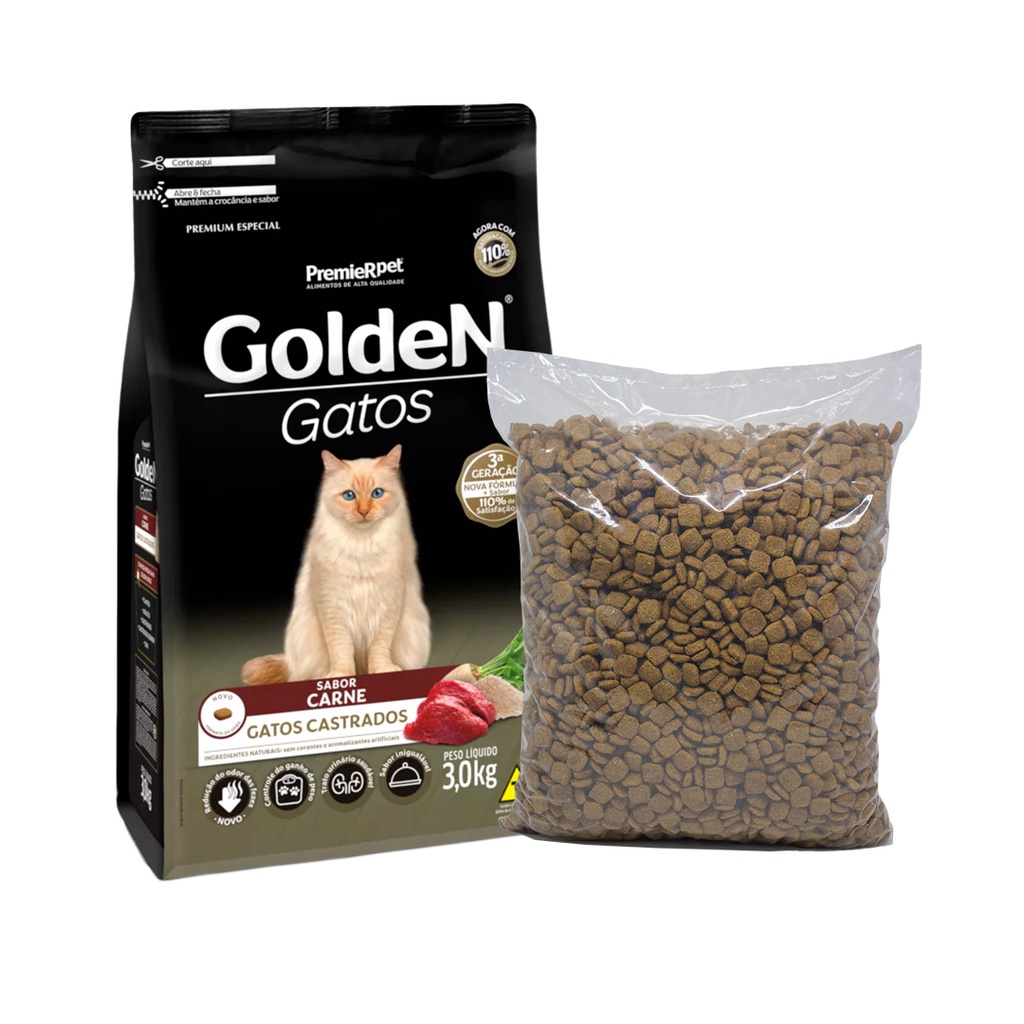 Golden Gatos Castrados Sabor Carne - Granel | Shopee Brasil