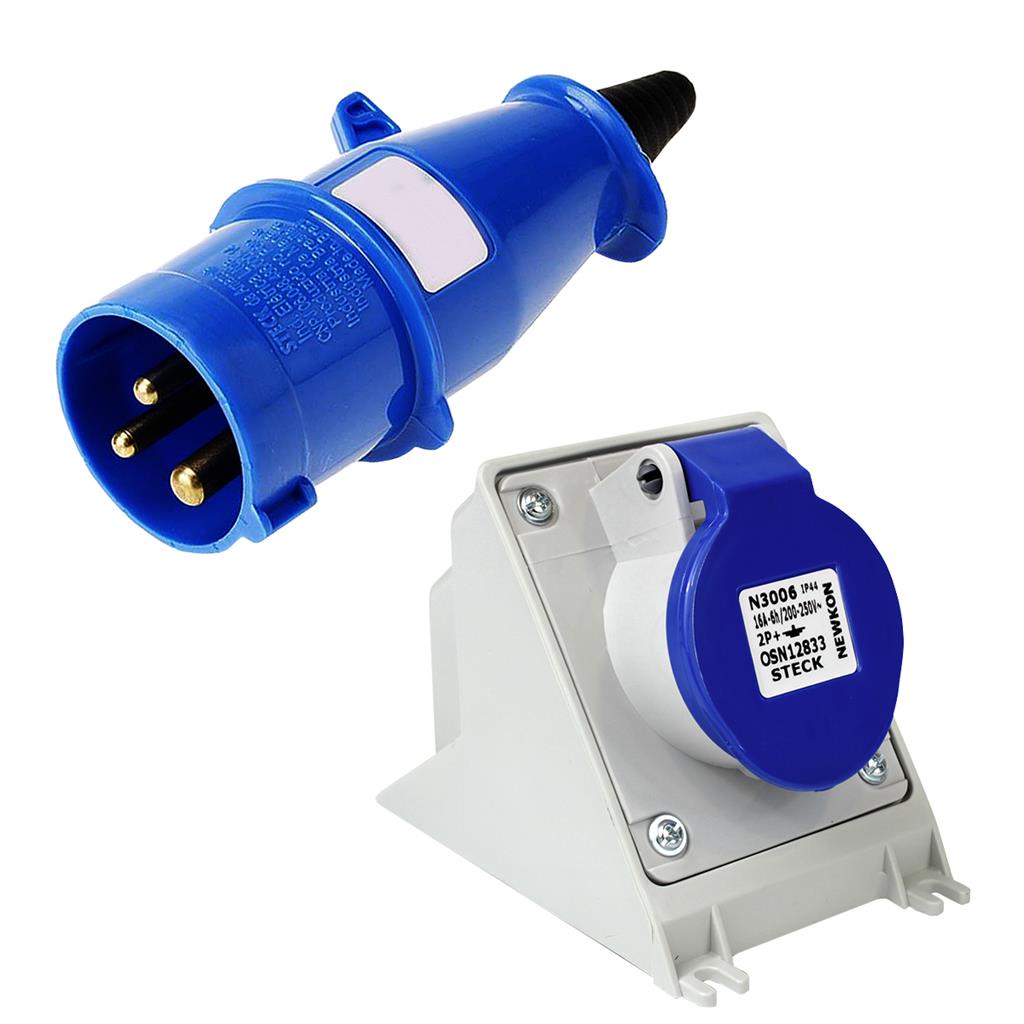 Kit Tomada Sobrepor 16A N3006 + Plug Macho 2P+T 16A N3076 Steck ...