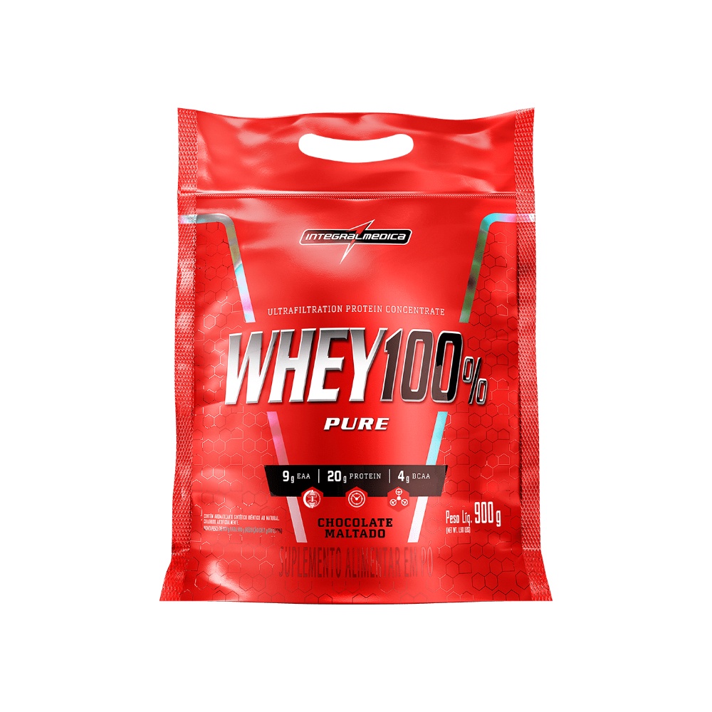 Whey 100% Pure (900g) Chocolate Maltado Integralmedica | Shopee Brasil