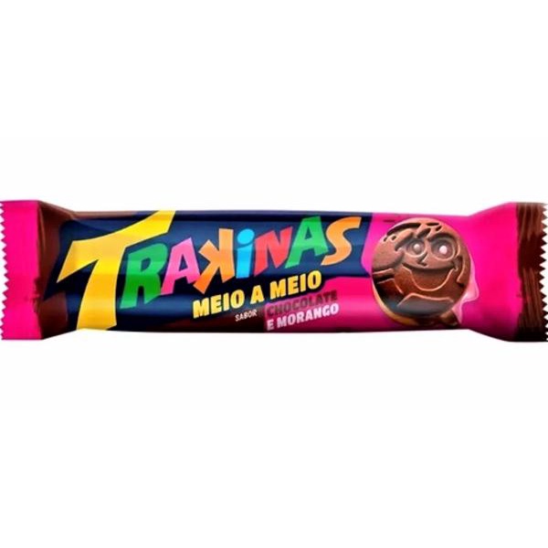 Biscoito Recheado sabor Chocolate e Morango Pacote com 126g - Trakinas ...