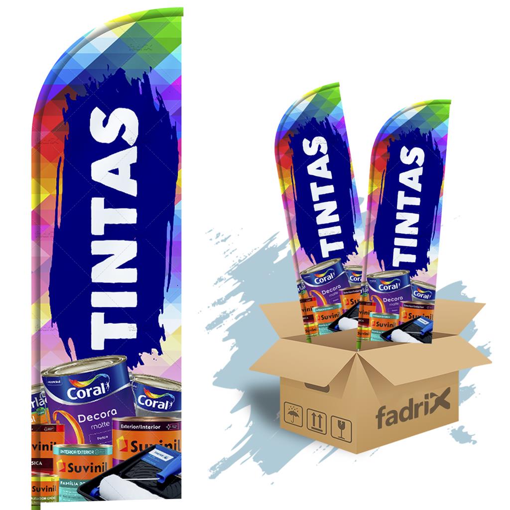 Wind Banner Dupla Face 3mt Loja de Tintas Kit C/ 2unds | Shopee Brasil