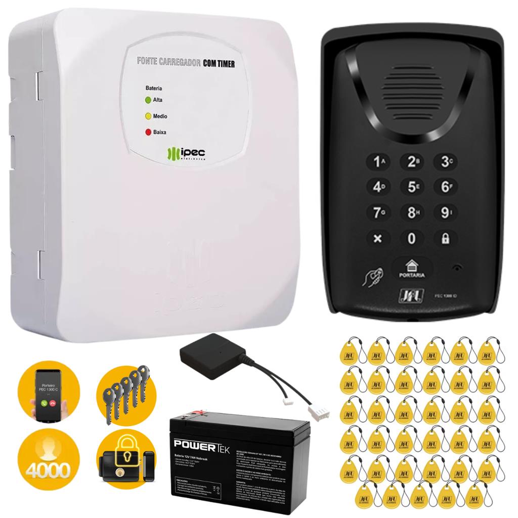 Porteiro Coletivo Condominial JFL PEC 1310C: GSM, RFID (Tag) e Fonte Carregadora | Shopee Brasil
