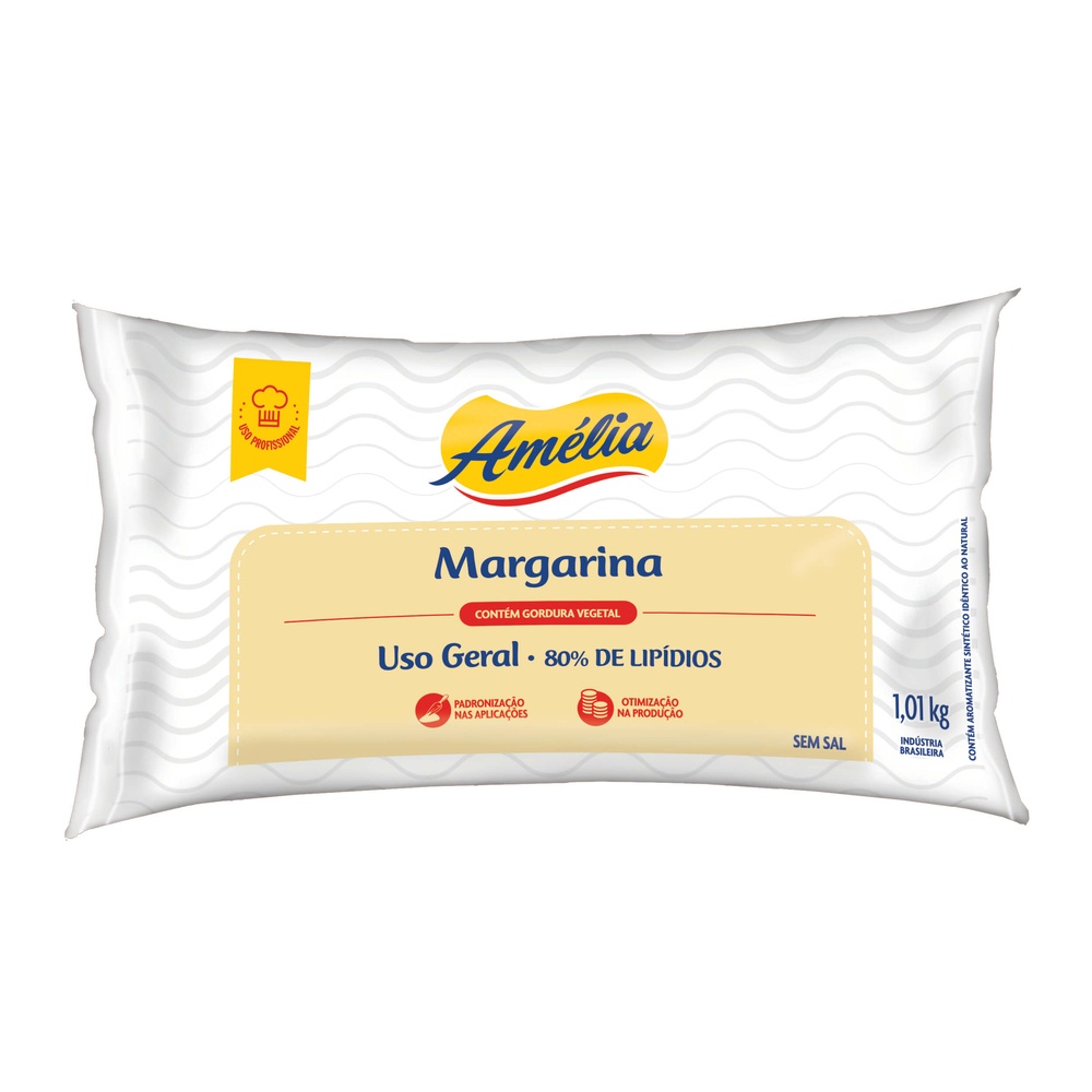 MARGARINA USO GERAL 80% SEM SAL AMÉLIA 1,010KG - VIGOR | Shopee Brasil