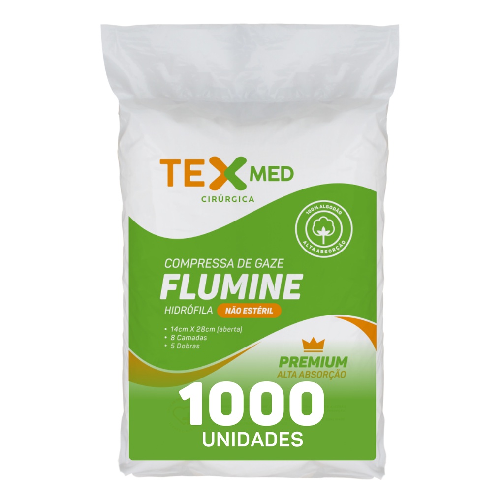 Compressa de Gaze Texmed Flumine Hidrofila 13 Fios 1000 Unid | Shopee Brasil