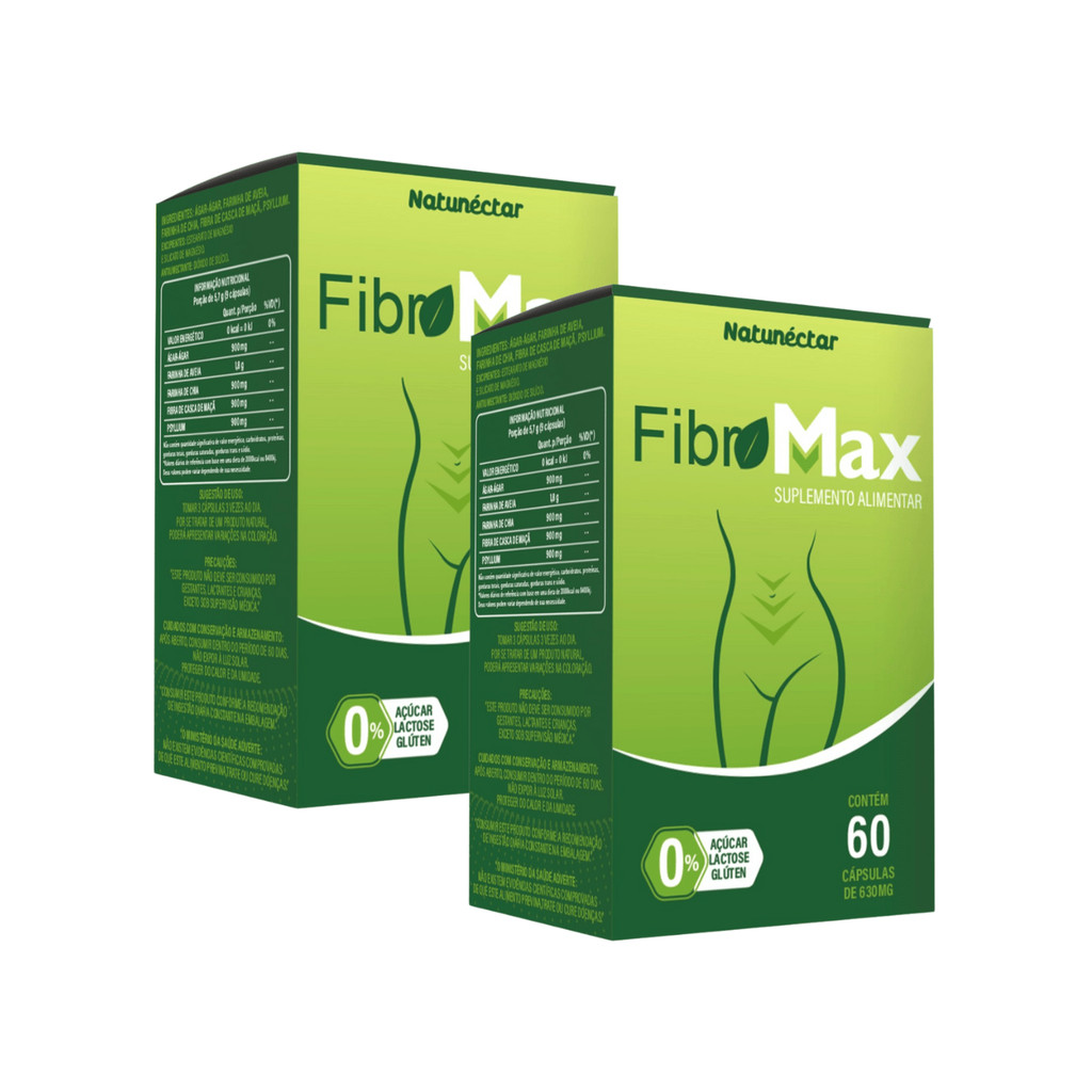 Kit Fibromax Suplemento Alimentar Fibra Natunectar 500mg - 2 unid (120 cápsulas) | Shopee Brasil